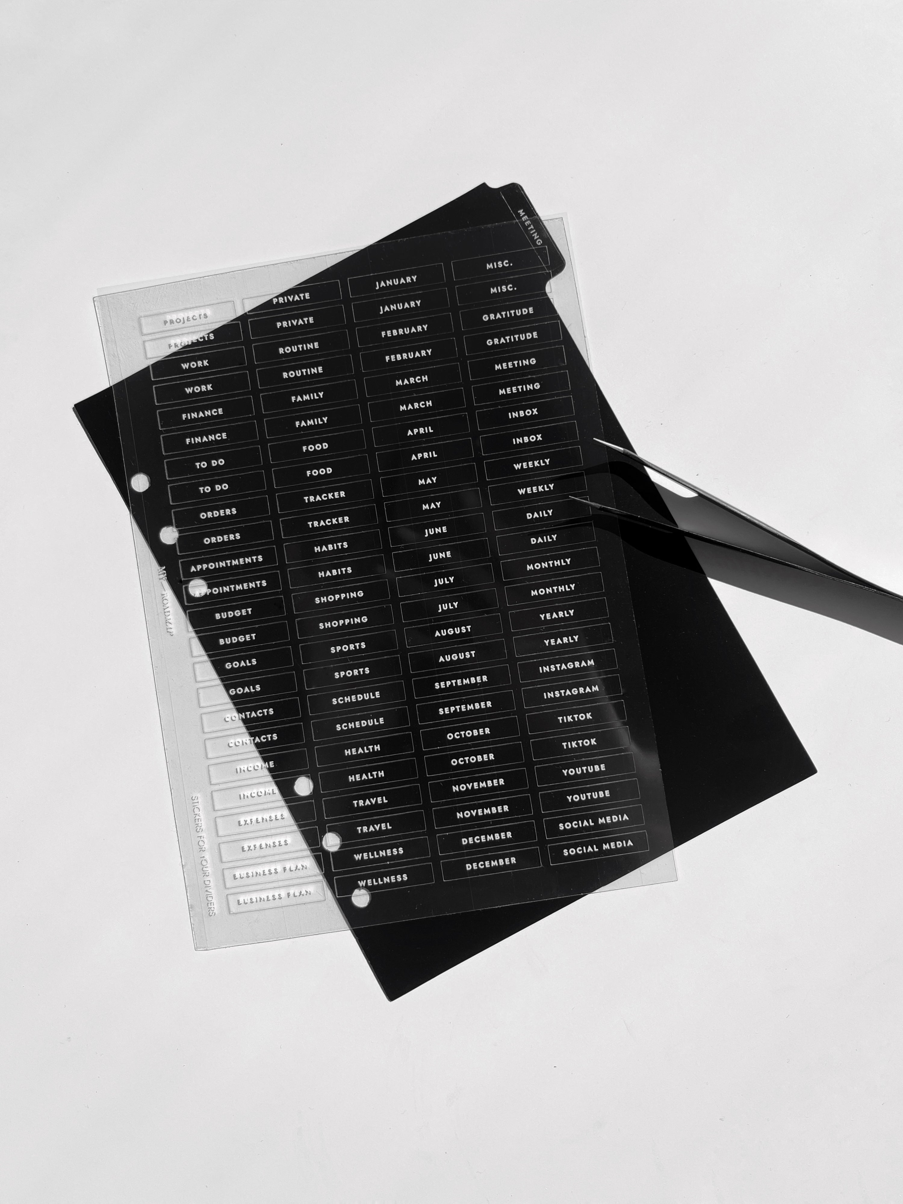 Transparente Tab Stickers für Trennblätter/Lesezeichen (weiß Print)